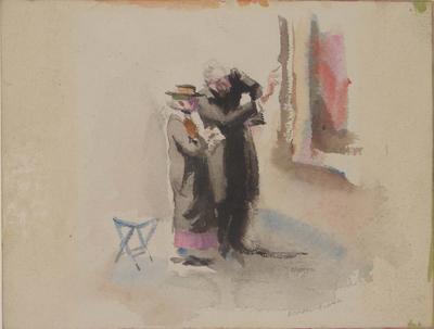 Miss Kelsey and Mr Neilson in the Art Gallery - Dunedin Public Art Gallery