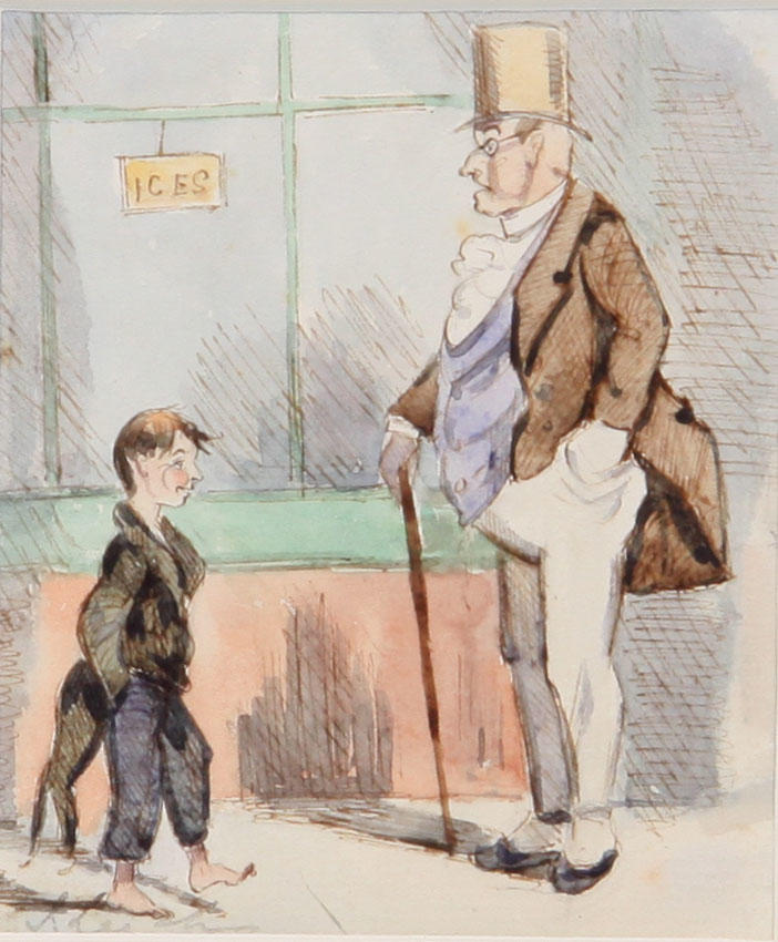 Original Punch drawing: Cartoon: Urchin and old Gentleman outside Ice ...