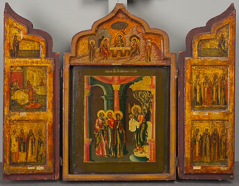 Presentation of the Holy Child in the Temple, triptych travelling icon ...
