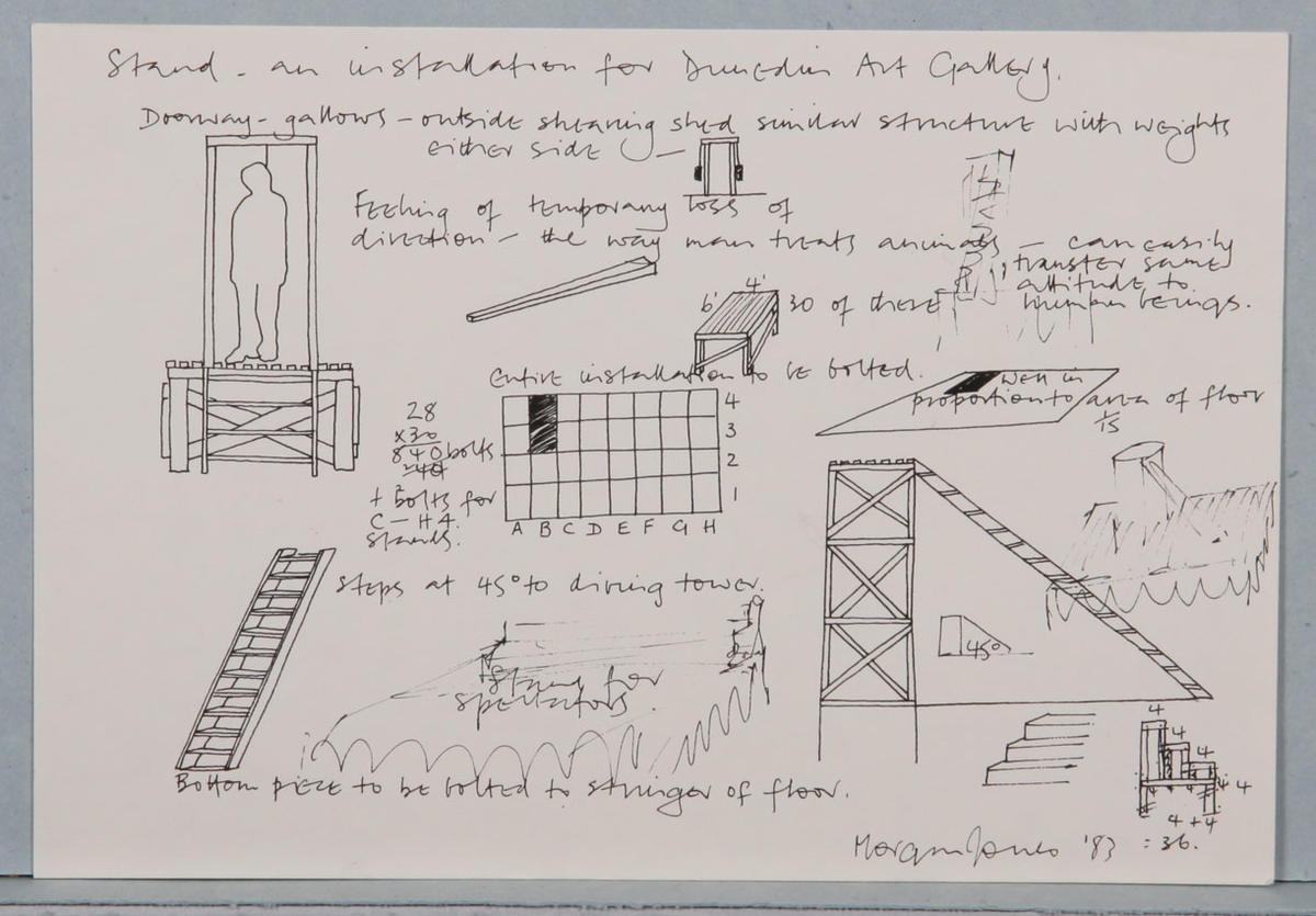 Working drawing for the installation "Stand' - Dunedin Public Art Gallery