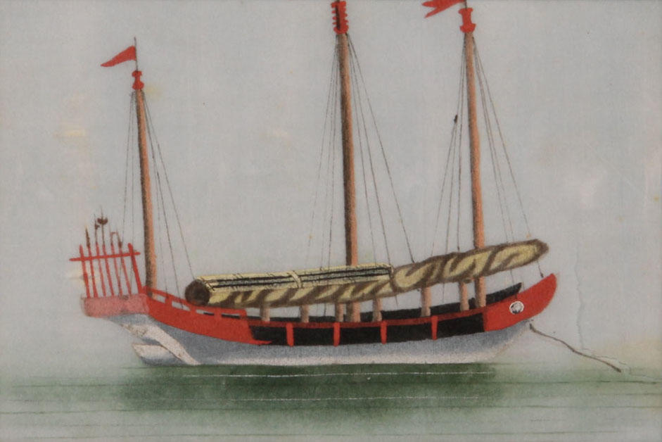 Three Masted Junk With High Stern, Sails Furled. - Dunedin Public Art ...